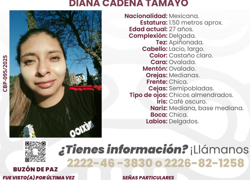 Diana Cadena de 27 años desapareció en Puebla | Municipios Puebla ...